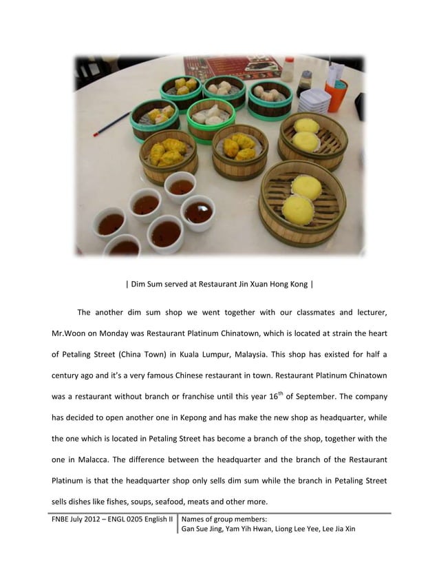 Assignment 2： research paper (dim sum) | PDF