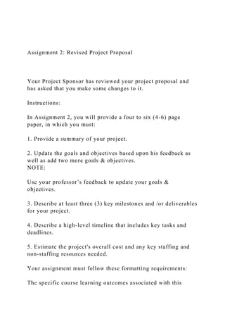 Assignment 2 Revised Project ProposalYour Project Spons.docx | Homework and Study | Education