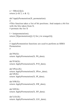 Assignment2 – Simplified DES Encrypt and Decrypt .docx