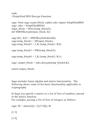 Assignment2 – Simplified DES Encrypt and Decrypt .docx