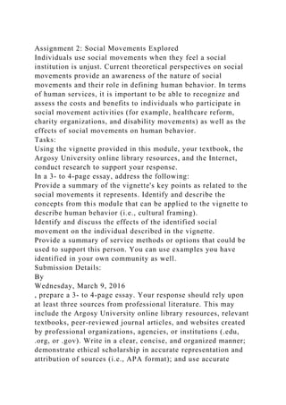 Assignment 2 Social Movements ExploredIndividuals use social move.docx