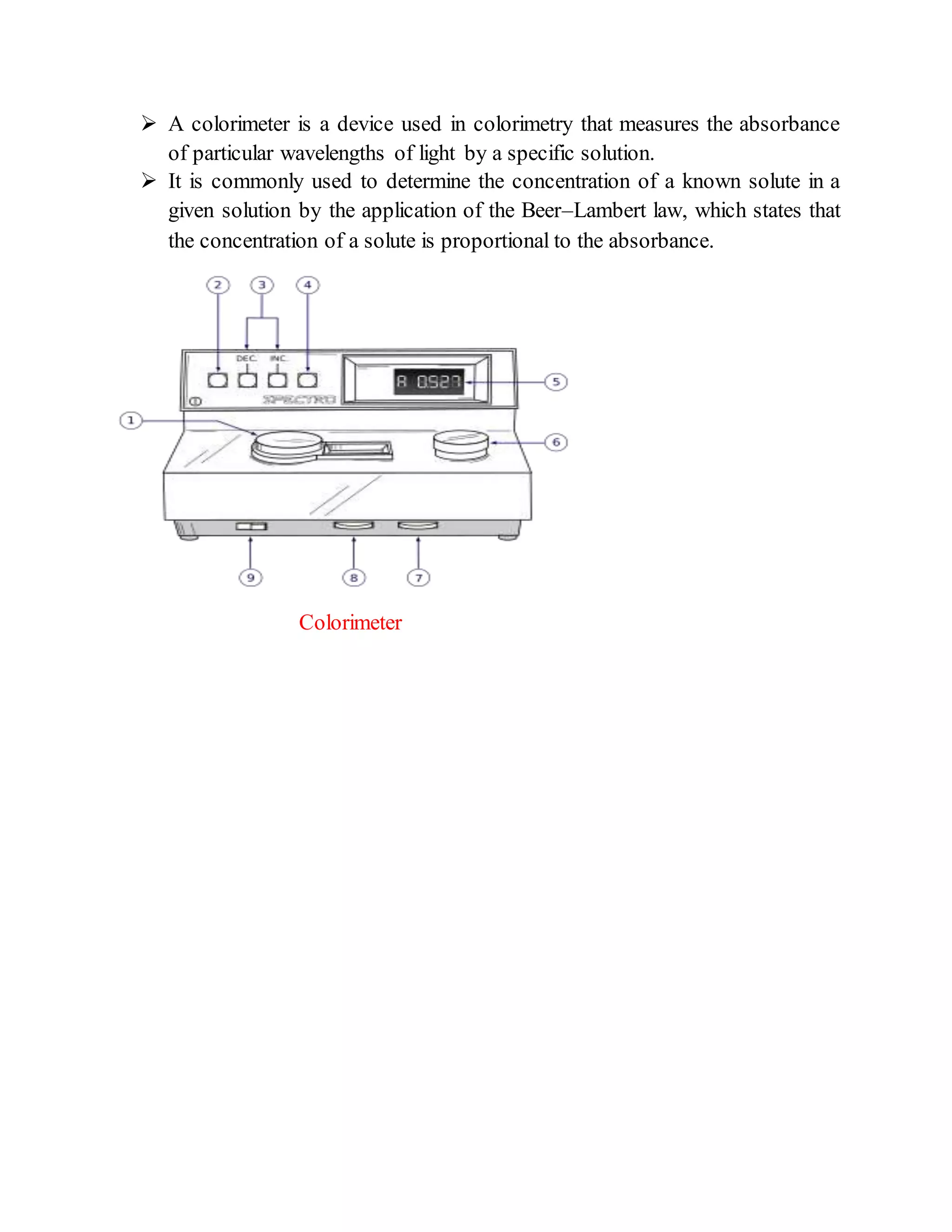Colorimetry and atomic absorption spectroscopy | DOCX