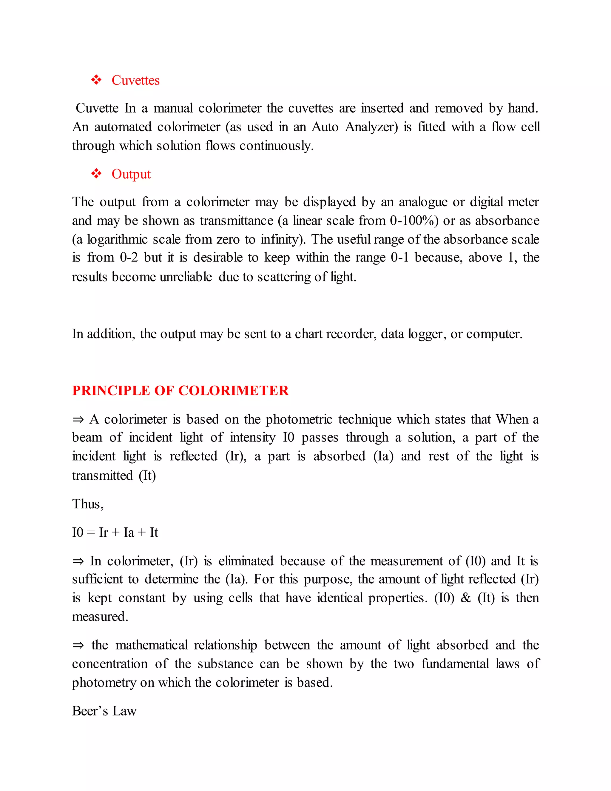 Colorimetry and atomic absorption spectroscopy | DOCX