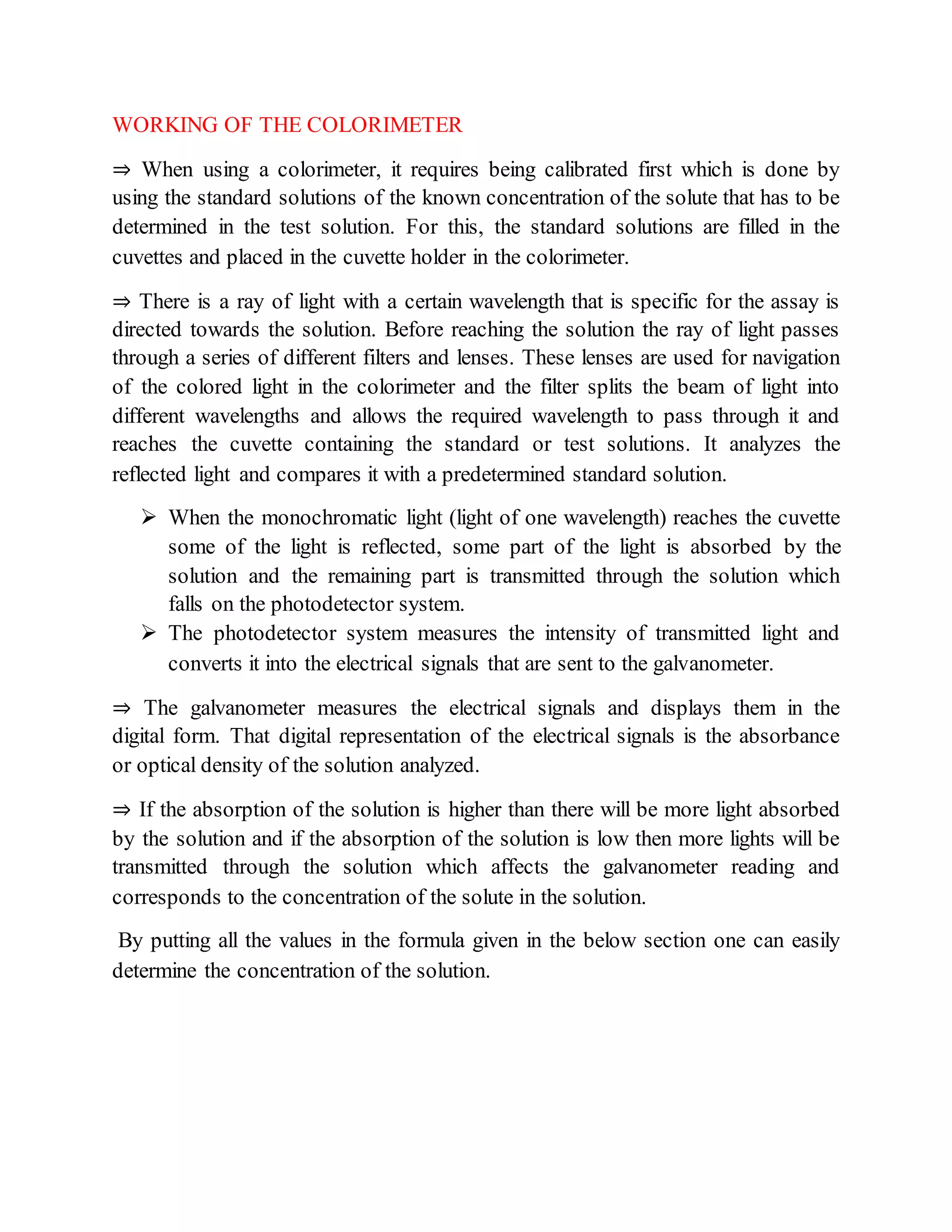 Colorimetry and atomic absorption spectroscopy | DOCX