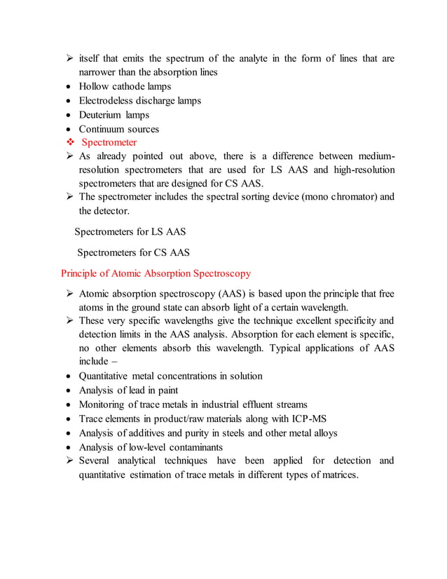 Colorimetry and atomic absorption spectroscopy | DOCX