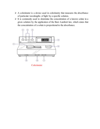 Colorimetry and atomic absorption spectroscopy | DOCX