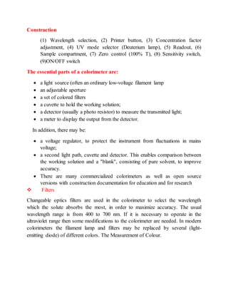 Colorimetry and atomic absorption spectroscopy | DOCX