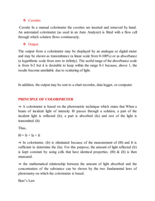 Colorimetry and atomic absorption spectroscopy | PDF