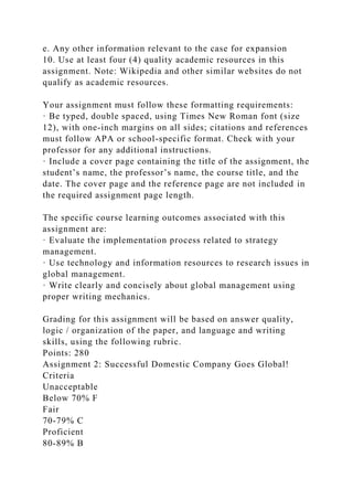 Assignment 2 Successful Domestic Company Goes Global!Imagine .docx