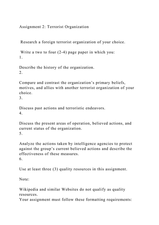 Assignment 2 Terrorist Organization Research a foreign terror.docx