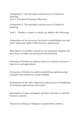Assignment 2 The principles and processes of financial planningUn.docx