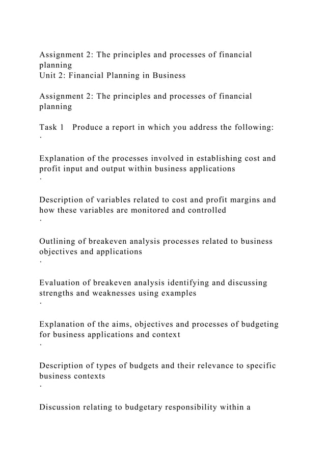 Assignment 2 The principles and processes of financial planningUn.docx