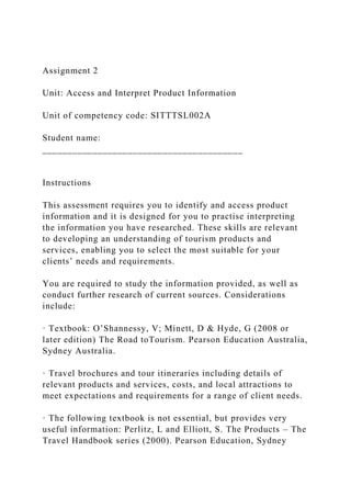 Assignment 2 Unit Access and Interpret Product Information.docx