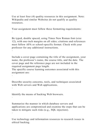 Assignment 2 Web Application Attack ScenarioDue Week 8 and worth .docx