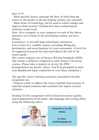 Assignment 2 Whitepaper on Food SecurityDue Week 7 and worth 11.docx