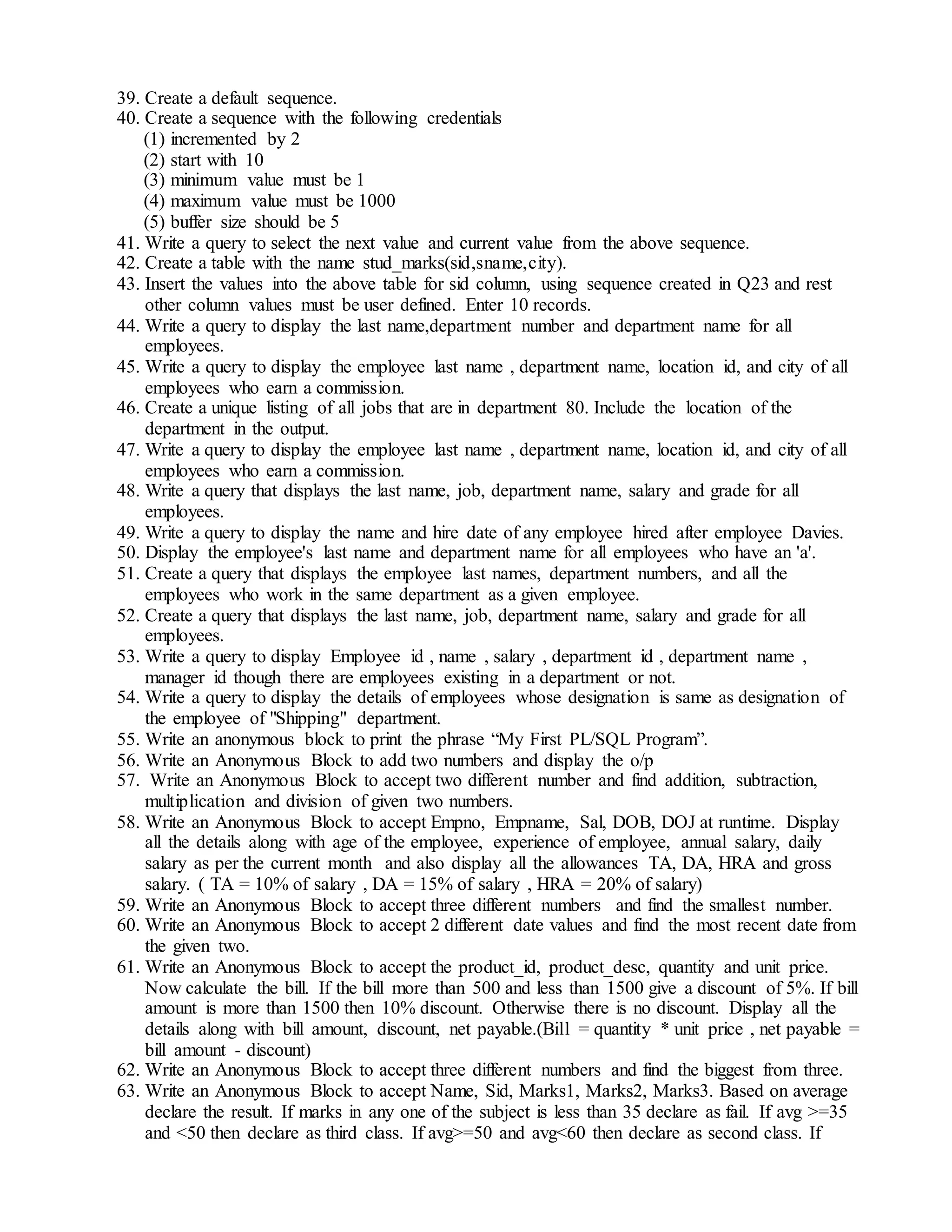 SQL practice questions set - 2 | DOC