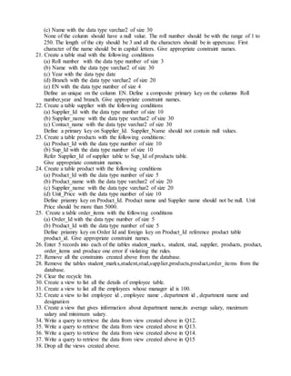 SQL practice questions set - 2 | DOC