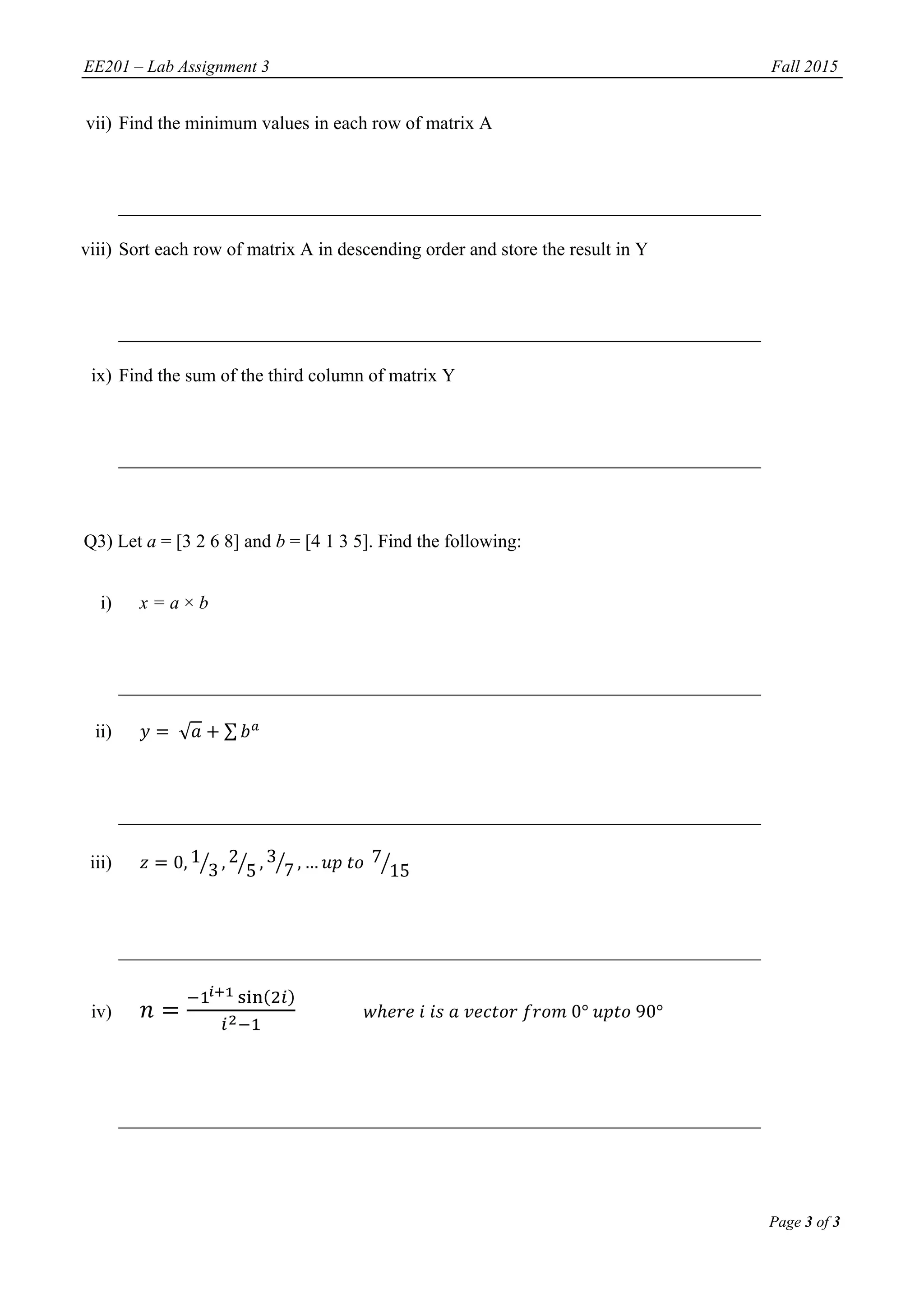 EE201_Assignment3 | PDF