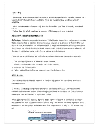 RELIABILITY CENTERED MAINTAINANCE | DOCX | Business | Business and Finance