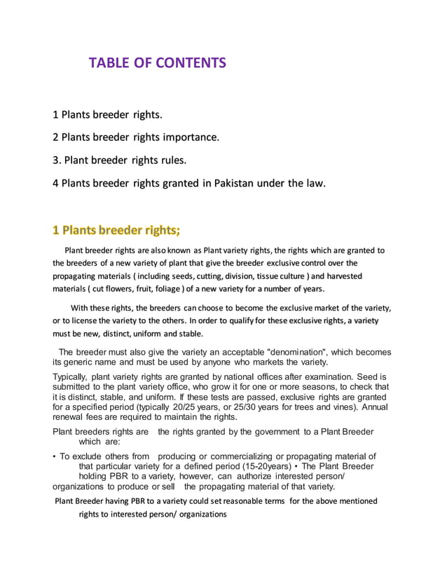 plant breeder"s rights | PDF