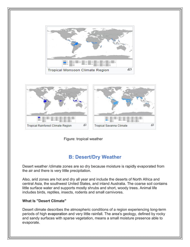 World Weather Types: Equatorial, Tropical, Desert, Mediterranean, Temperate and Polar weather | PDF