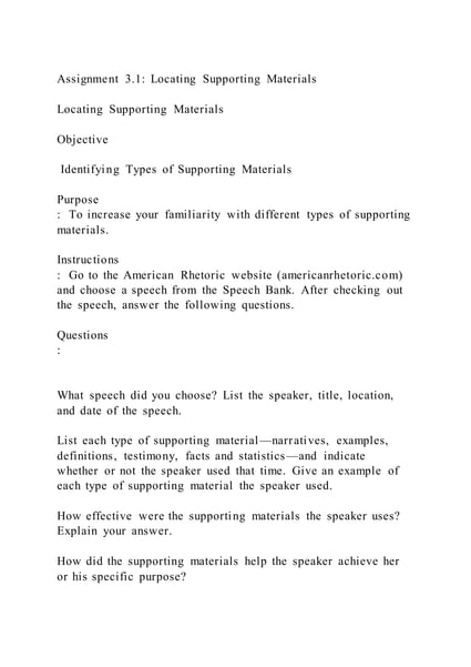 Assignment 3.1 Locating Supporting MaterialsLocating Supporting | PDF ...