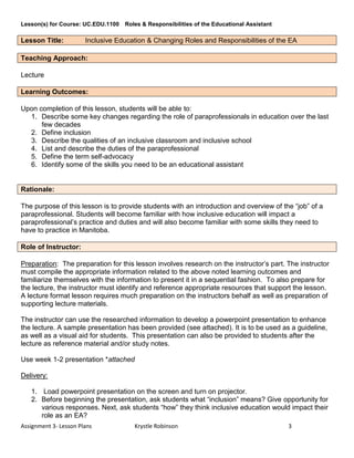Assignment 3 lesson plans - krystle robinson | PDF