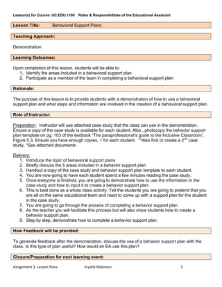 Assignment 3 lesson plans - krystle robinson | PDF