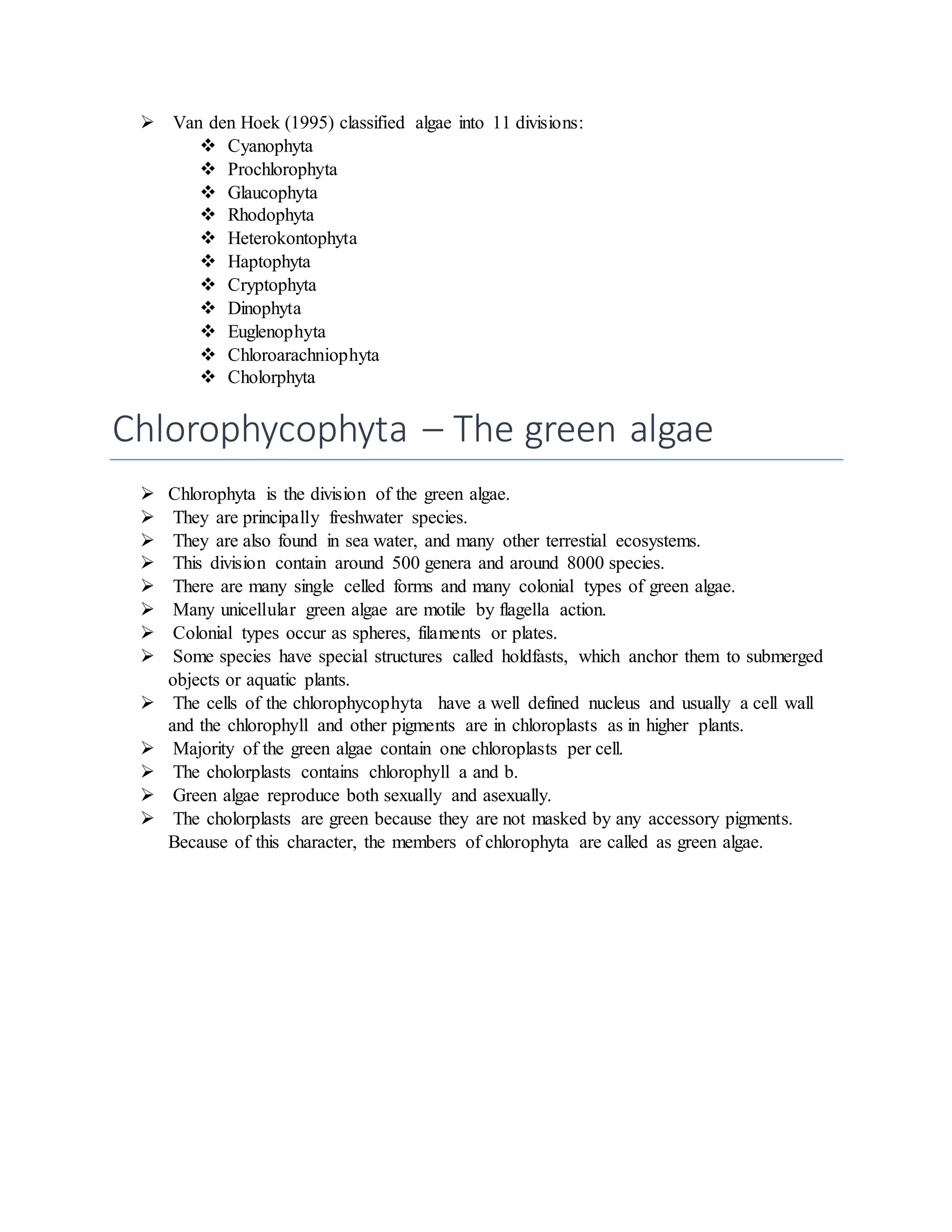 Classification of Algae | DOCX | Biological Sciences | Science