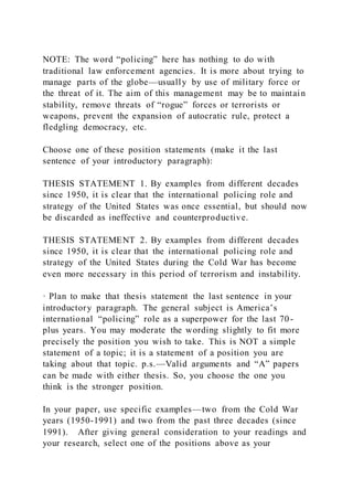 Assignment 3 America as a Superpower For History 105 Dr. | DOCX