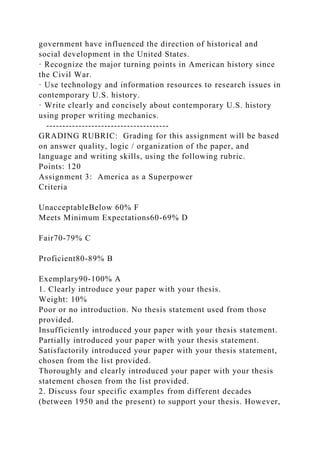 Assignment 3 America as a Superpower History 105Due Week 9 an.docx ...