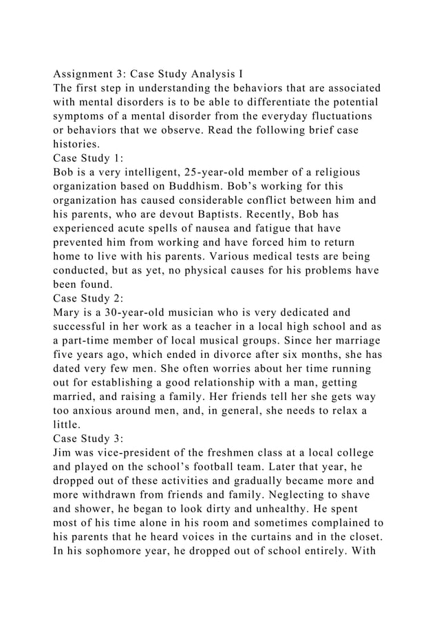 Assignment 3 Case Study Analysis IThe first step in understanding.docx
