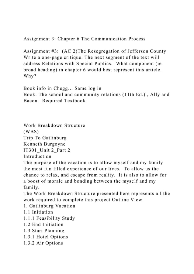 Assignment 3 Chapter 6 The Communication ProcessAssignment #3.docx