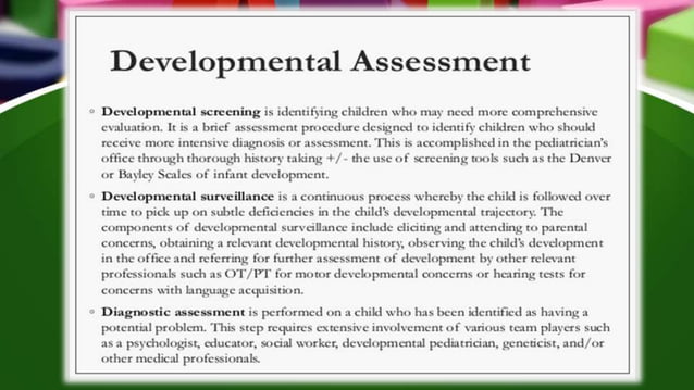 Developmental assessments and developmental delay | PPTX