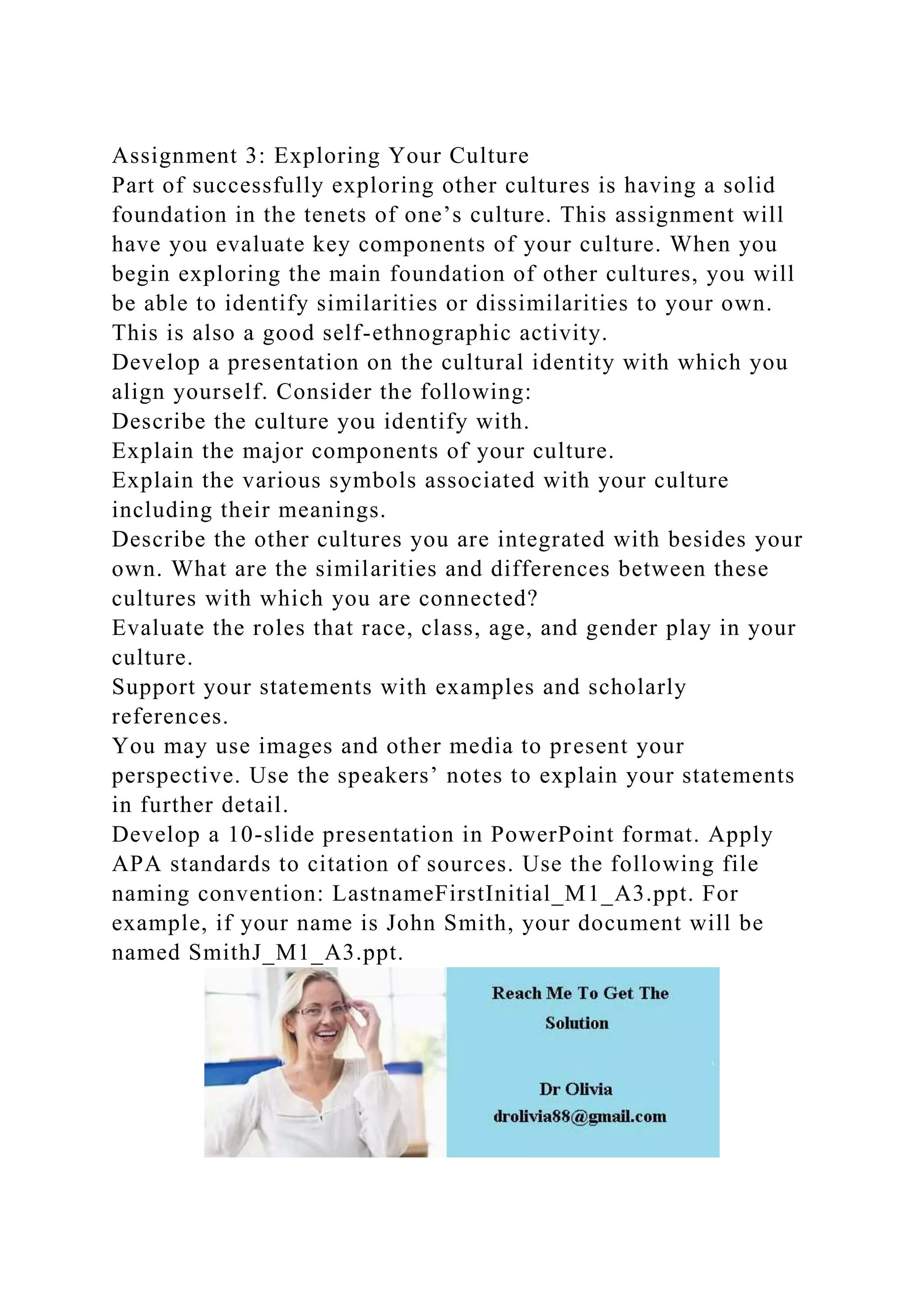 Assignment 3 Exploring Your CulturePart of successfully exploring.docx