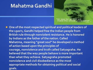 MAHATMA GANDHI AND NELSON MANDELA | PPTX | Hinduism | Religion ...