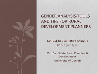Gender Analysis-Tools and Tips for Rural Development Planners | PPTX