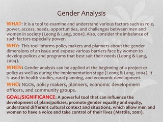 Gender Analysis-Tools and Tips for Rural Development Planners | PPT
