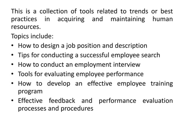 Assignment 3 human resources tool kit | PPT