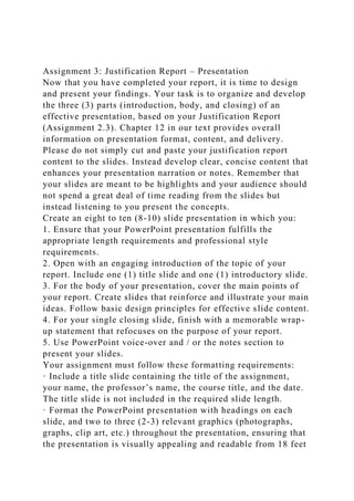 Assignment 3 Justification Report – PresentationNow that you ha.docx