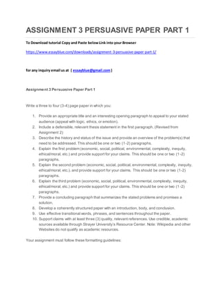 Assignment 3 persuasive paper part 1 | PDF