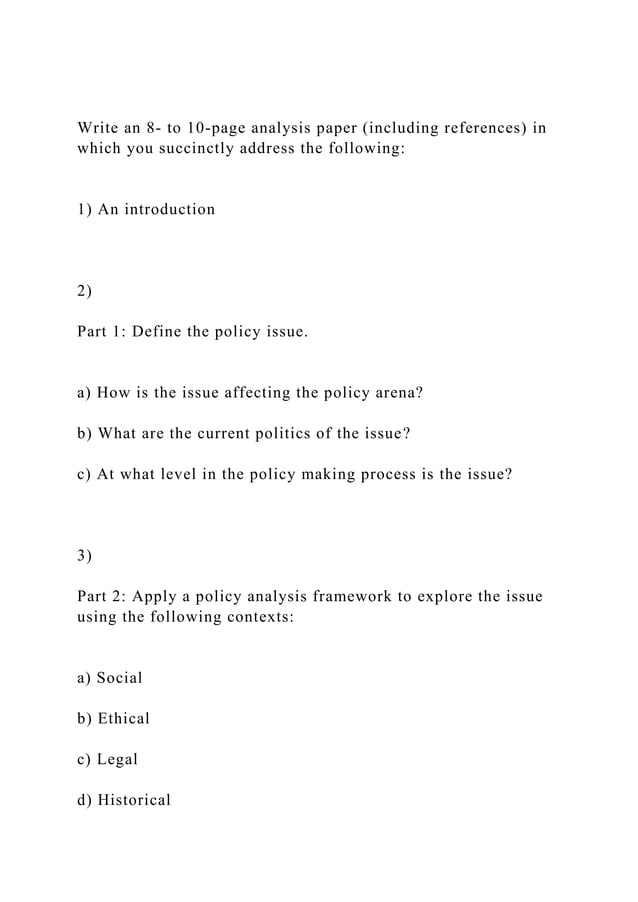 Assignment 3 Policy Analysis Paper In previous Discussion.docx
