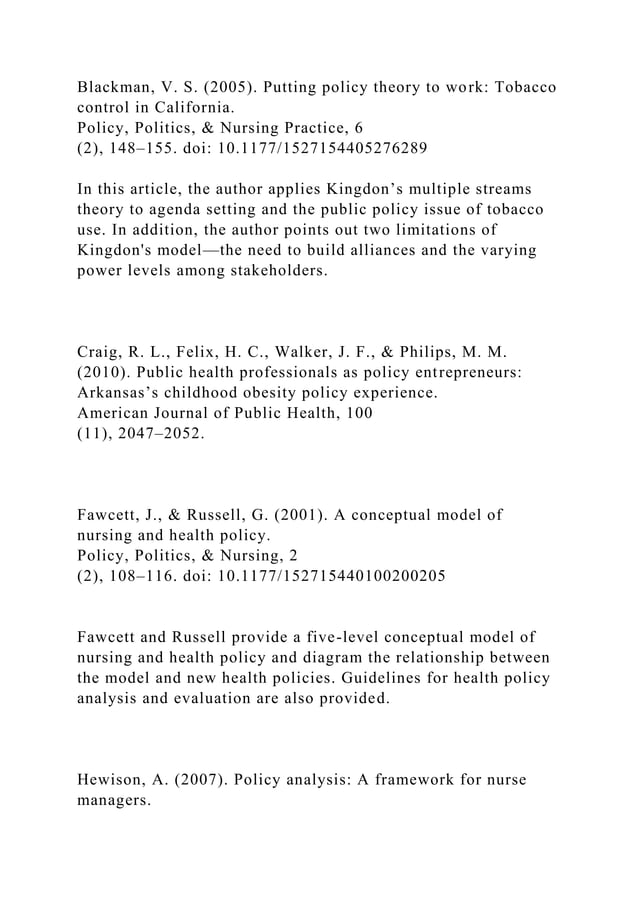 Assignment 3 Policy Analysis Paper In previous Discussion.docx