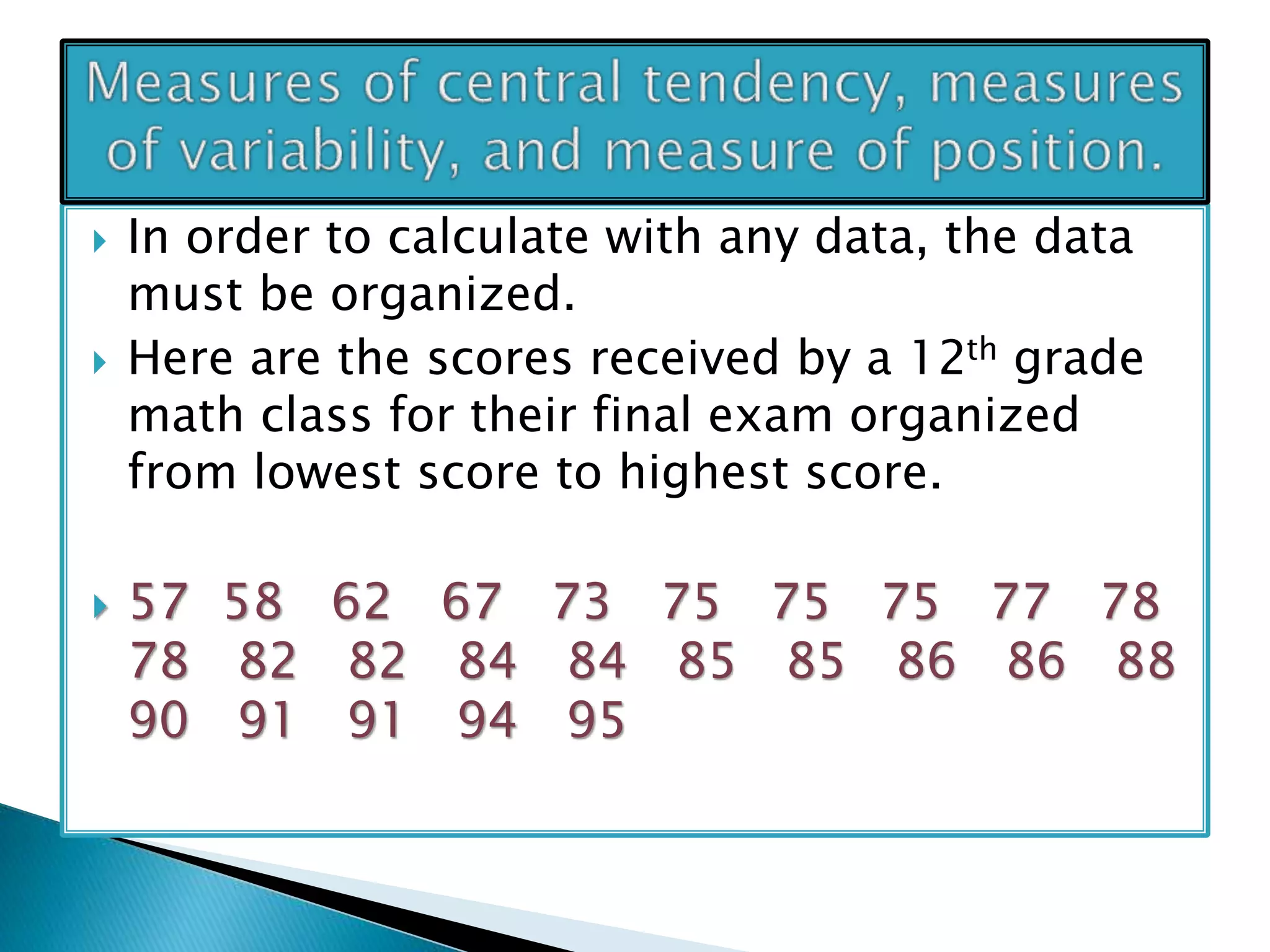 Measures of Central Tendency, Variability, and Position | PPTX ...