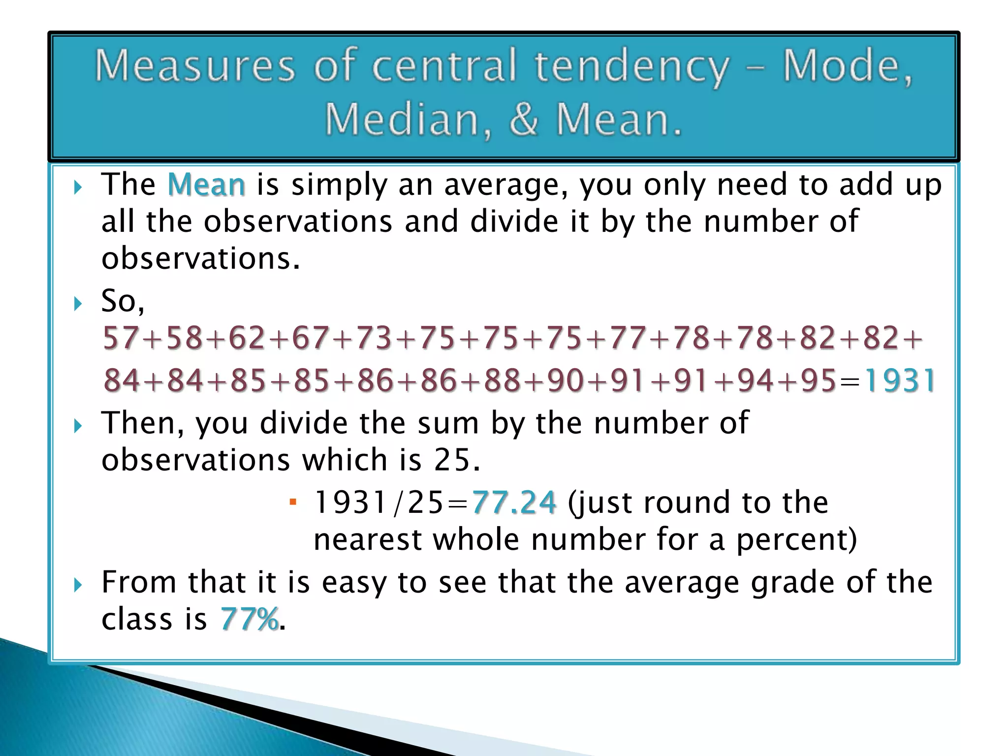 Measures of Central Tendency, Variability, and Position | PPTX