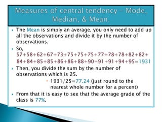 Measures of Central Tendency, Variability, and Position | PPTX