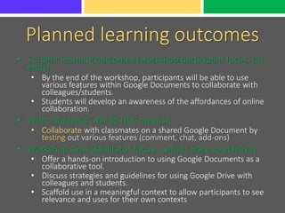 Critical analysis of a planned teaching activity: Google Drive Workshop ...