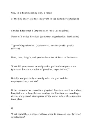 Assignment 3 Service Encounters Analysis-----------------.docx
