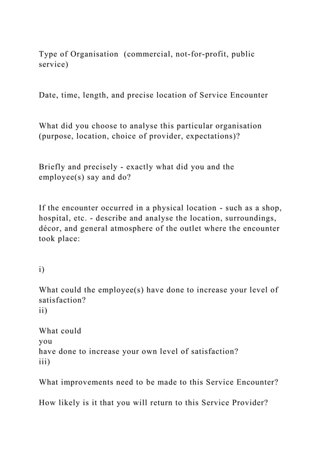 Assignment 3 Service Encounters Analysis-----------------.docx