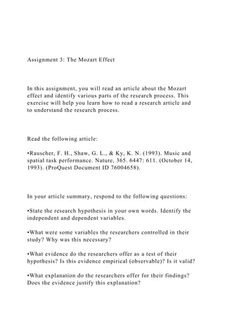 Assignment 3 The Mozart EffectIn this assignment, you.docx